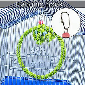 Toysructin Parrot Ring Swing, 2 Size Pet Bird Perch Stand Cotton Rope Bite Swing Cage Hanging Accessories, Soft Parrot Hammock Perches Toys for Budgie, Cockatiels, Conures, Finches, Small Parakeets