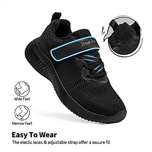 DREAM PAIRS Boys Girls Shoes Kids Tennis EZ-Ons FunRun Breathable Running Athletic Sport Sneakers,Size 2 Little Kid,All/Black,KRIDER-1