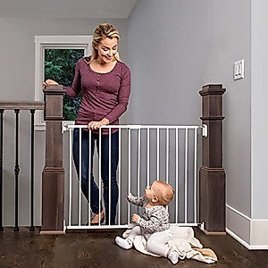 Regalo 2-in-1 Extra Wide Stairway and Hallway Walk ThroughBaby Safety Gate, Hardware Mounting, White 24"x40.5"x28.5"(Pack of 1)