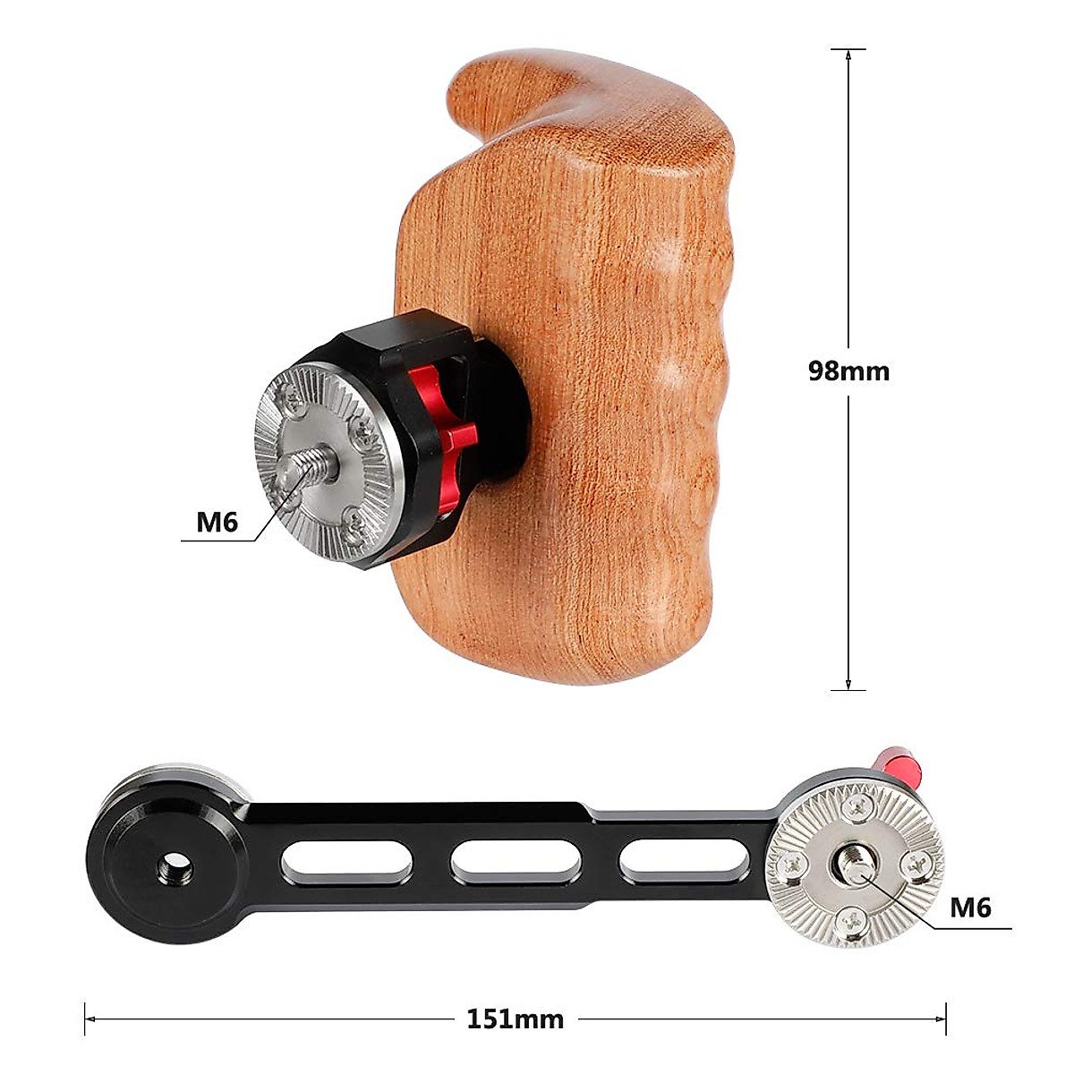 CAMVATE Wooden Handgrip with Nato Rail Rosette Extension Arm (Left Hand) - 1696