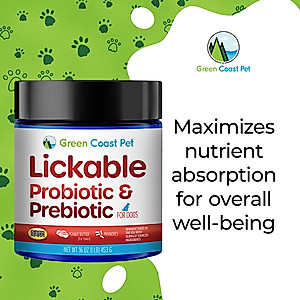 Green Coast Pet Lickable Actives Probiotic & Prebiotic Supplement for Dogs, 16 oz | Made in USA | 30 Day Supply