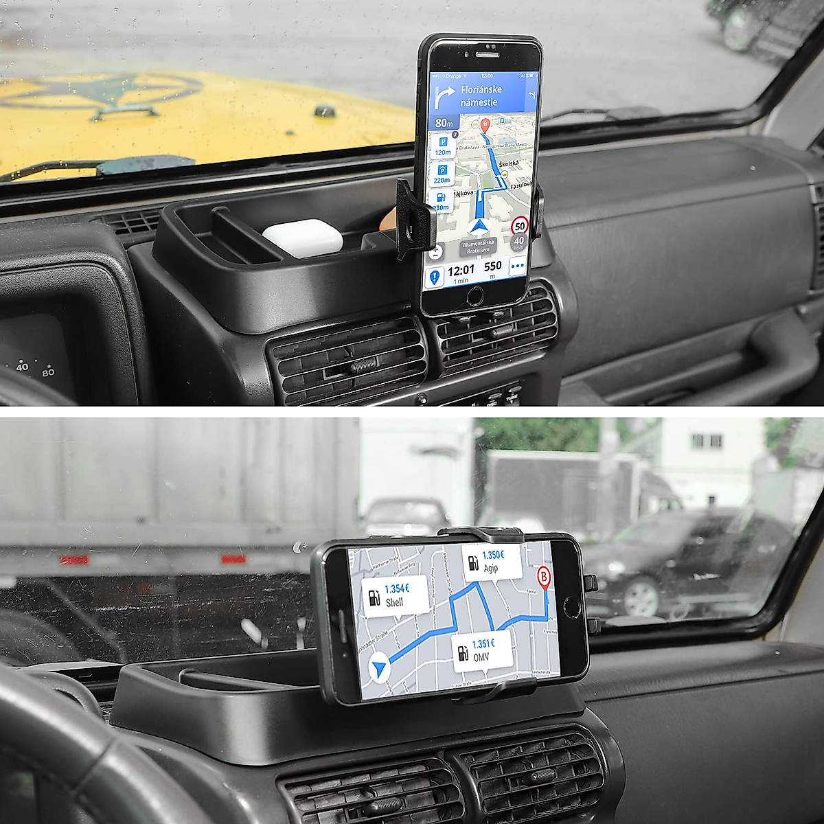 Hoolcar Phone Holder Radio Holder Multi-Functional Walkie Talkie Cell Phone Mount Bracket for 1997-2006 Jeep Wrangler TJ Accessories, Black