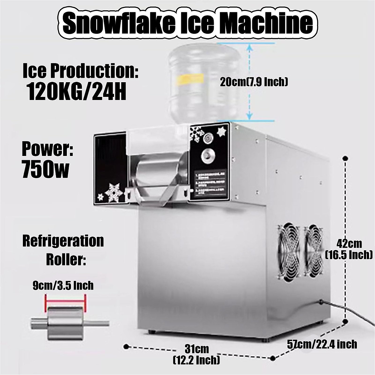 XURUIUS Korean Snowflake Ice Machine, Commercial Milk Mango Smoothie Shaved Ice Machine, Smoothie Crusher, 4 Flavors of Snowflake Ice (120KG)