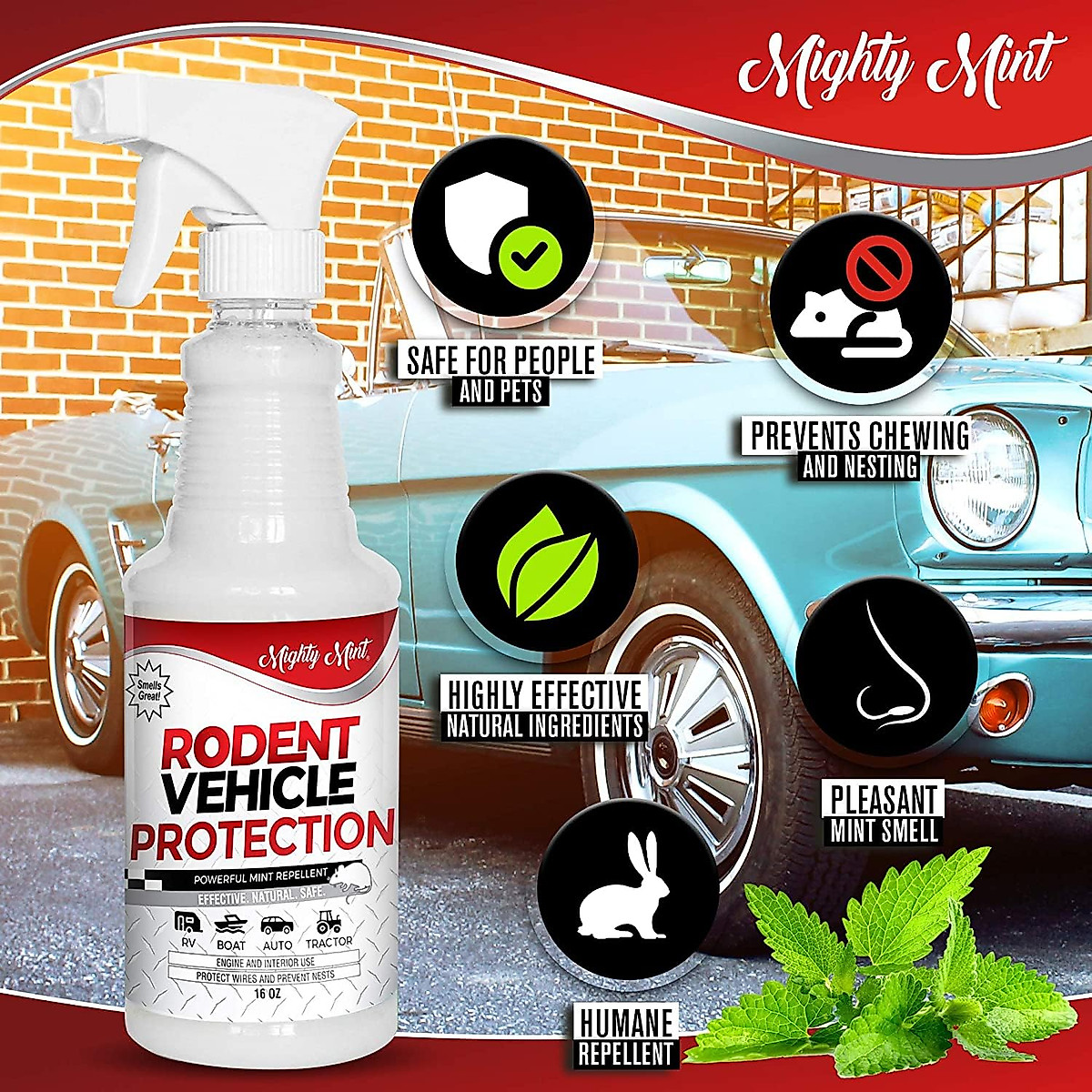 Rodent Repellent Spray for Vehicle Engines and Interiors - Cars, Trucks, RVs, & Boats