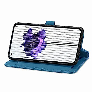 ONV Wallet Case for OnePlus N20-1.5M Adjustable Strap Emboss Flower Flip Phone Case Card Slot Magnet Leather Shell Flip+Zipper Cover for OnePlus N20 [SZY] -Blue