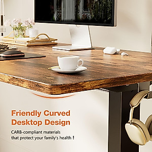 Sweetcrispy Electric Standing Desk - 40 x 24 inch Adjustable Height Sit to Stand Up Desk with Splice Board, Rising Home Office Computer Table with 2 Hook and Wire Hole for Work