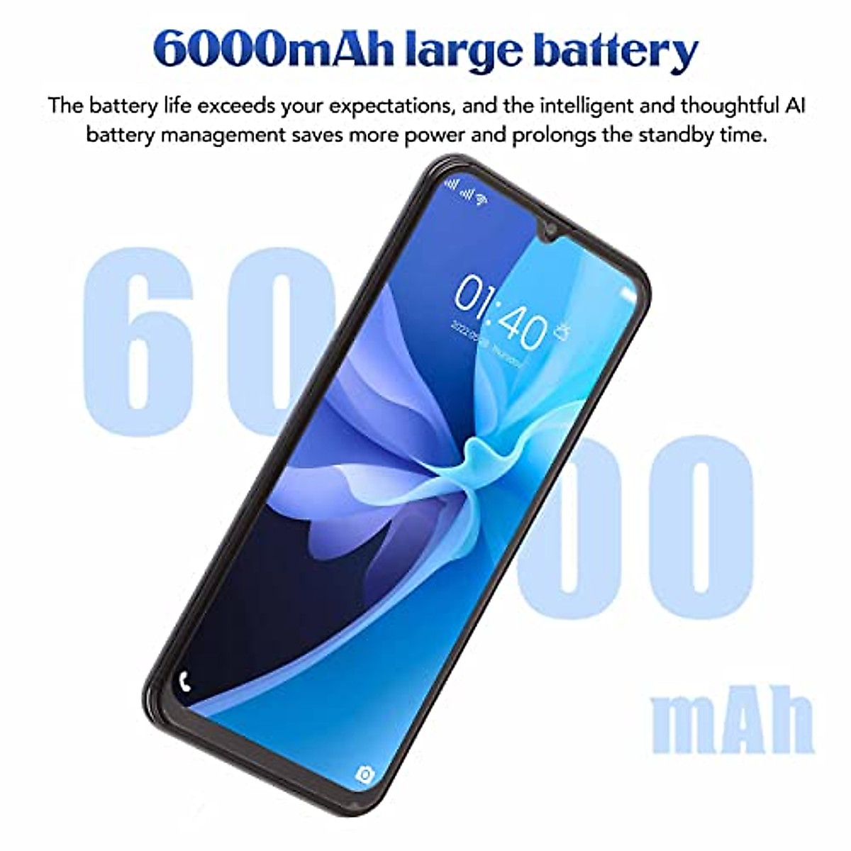 5G Unlocked Cell Phone, 6.4 Inch Super High Screen 1960x1080 High Definition Resolution, 6000mAh Battery 13MP Rear and 5MP Front Camera, Suitable for Calling Music(USA)