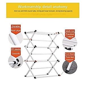 FKUO Household Indoor Folding Clothes Drying Rack, Dry Laundry and Hang Clothes,Towel Rack for Storage (White)
