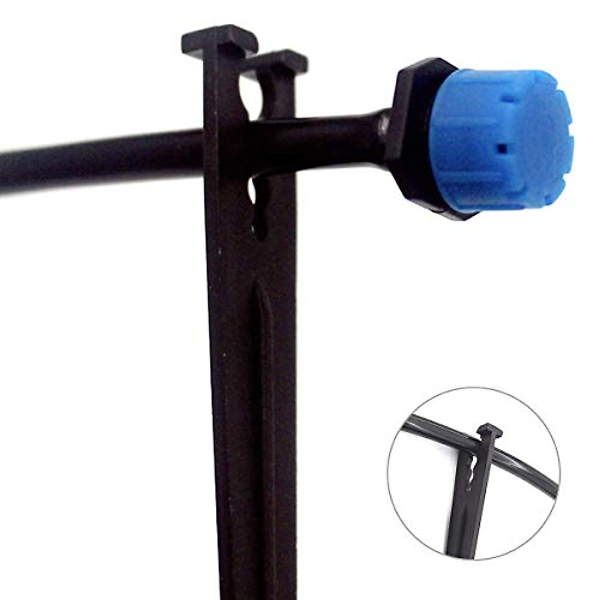 Irrigation Drip Support Stakes 1/8" 1/4" Tubing Hose for Vegetable Gardens Flower Beds Herbs Gardens Black 100 Pack