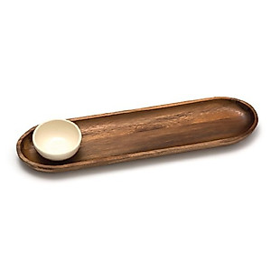Lipper International Acacia Wood Bread Cutting and Serving Board with Ceramic Dipping Bowl