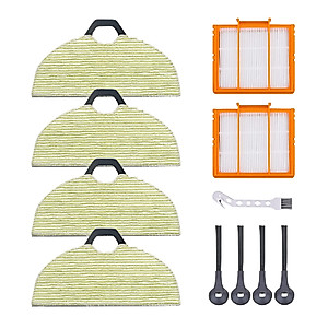 JYAILIFIS RV2610WA Vacuum Mop Replacement Pads Compatible with Shark RV2610WA RV2620WA RV2410WD AV2610WA AI Ultra 2- in-1 Robot Vacuum, 4 Mop Pads, 2 Filters, 4 Side Brushe