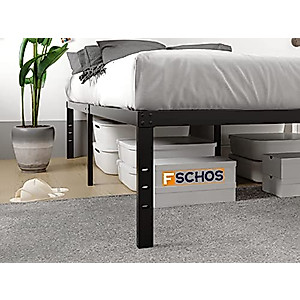 FSCHOS King-Bed-Frame, 16 Inch Metal Platform King Size Bed Frame No Box Spring Needed, Heavy Duty Bed Frame King Easy Assembly, Noise Free, Black