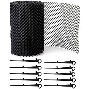 Plastic Gutter Guard Mesh Protector, 6” x 20 Ft Roofing Gutters Screen Roll with 10 Clip Fixing Hooks, Leaf Protection Cover Netting to Stop Gutter Drain Downspout Clogging from Leaves or Debris