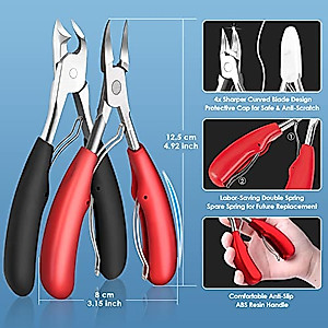 8 PCS Toenail Clippers Kit for Thick or Ingrown Nails, Professional Heavy Duty Ingrown and Thick Toenail Clippers, Sharp Stainless Steel Nail Cutter Set Toenail Pedicure Treatment Tool for Elderly
