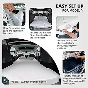 TESCAMP Camping Mattress ONLY for Tesla Model Y CertiPUR Memory Foam Car Mattress, Storage Bag & Sheet Provided, Portable, Foldable, Space Saver, in Car Sleeping, Twin Size