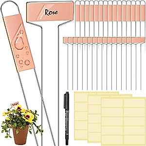 61 Pieces Metal Plant Tags Kit, 30 Pieces Copper Metal Plant Tags,10 Inch Rectangle and 8 Inch U Shape Plant Labels, 30 Rainproof PET Films,1 Marker Pen, Reusable Planting Garden Markers Nursery Tags