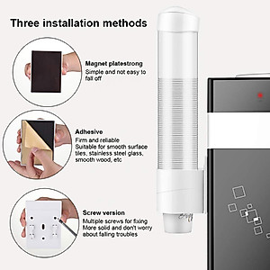 FTVOGUE Paper Cups Dispenser 7.5cm Long Anti Dust Plastic Holder 50 Cups Convenient Container