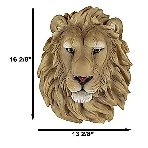 Ebros Gift Safari African Grassland Mufasa Lion Head Wall Decor Plaque 16" Tall Taxidermy Art Decor Sculpture Alpha Pride Lion King Wall Bust Plaque