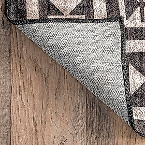 nuLOOM 3' x 5' SpinClean Machine Washable Stain-Resistant Area Rug with Non Slip Backing, Low Profile for Living Room, Bedroom, and Dining Room, Leighton Beige