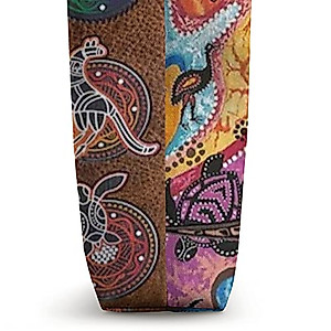 Kangaroo Aboriginal Australian-Leather-Zipper Art Tote Bag