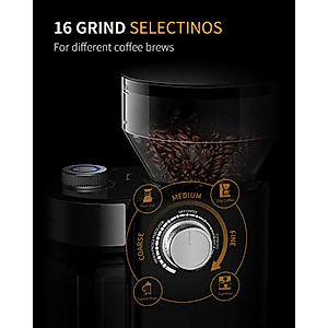 SHARDOR Electric Burr Coffee Grinder 2.0, Adjustable Burr Mill with 16 Precise Grind Setting for 2-14 Cup, Black