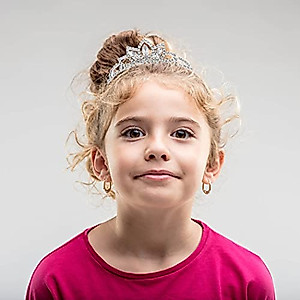 Kilshye Princess Silver Tiara and Crown Pink Crystal Tiaras Girls Pageant Crowns Rhinestone Birthday Headdress for Kids (Silver)