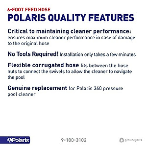 Polaris Genuine Parts 9-100-3102 6ft Feed Hose for 360 pressure-side pool cleaner