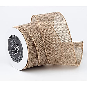 NOYI TRAXD Solid Wired Edge Ribbon Cross Royal Burlap Ribbon for Gift Wrapping Home Decor (Burlap, 2.5" x 10 Yards (30 feet))