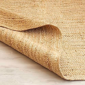 HOMEMONDE 4 x 6 ft Braided Oval Rug Farmhouse Reversible Carpet for Living Room Handmade Jute Area Rugs, Natural
