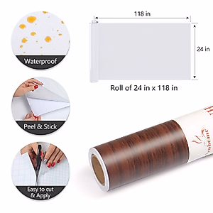 Yenhome Walnut Contact Paper Wood Grain Contact Paper 24"X118" Dark Brown Wood Contact Paper for Desk Countertop Shelves Self Adhesive Wood Wallpaper Peel and Stick for Kitchen Table Cabinet Wallpaper