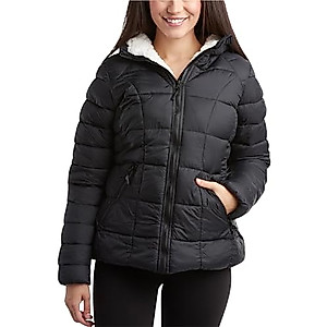 Reebok Women's Winter Jacket - Heavyweight Quilted Puffer Parka Coat - Sherpa Lined Ski Jacket for Women (S-XL), Size Medium, Black