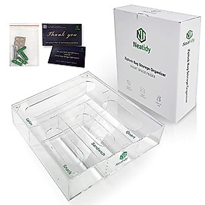 Neatidy Ziplock Bag Storage Organizer – Clear Acrylic Storage Bag Organizer – 4-in-1 Baggie Organizer for Gallon, Snack, Sandwich, Quart Bags – Solid Acrylic Bag Holder for Kitchen Drawer, Counter