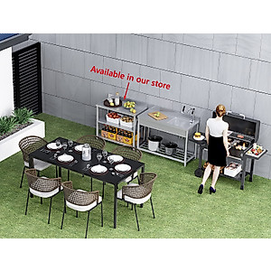 Free Standing Stainless-Steel Single Bowl, Commercial Restaurant Kitchen Sink Set w/Faucet & Drainboard, Prep & Utility Washing Hand Basin w/Workbench & Storage Shelves Indoor Outdoor (47in)