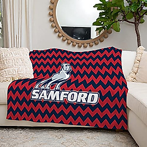 Samford Bulldogs University Sherpa Blanket Gift For Student Or Alumni, Samford Bulldogs Present For Undergrad, Sam U Spike the Bulldog Dorm Room Throw Blanket, Navy Red Zig Zag Pattern (6080-sherpa)