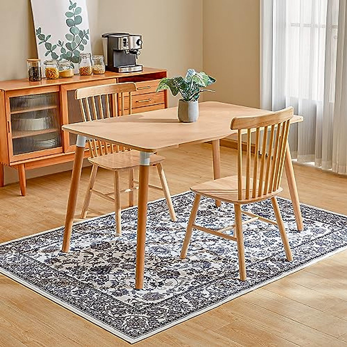 Boho Vintage Area Rug - 6x9 Large Washable Living Room Rug Ultra-Thin Non-Slip Non-Shedding Print Floor Carpet for Bedroom Home