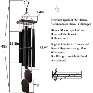 ASTARIN Large Wind Chimes Outdoor 48 Inch Sympathy Wind Chime with 5 Heavy Aluminum Tubes Tuned Soothing Melody, Memorial Wind Chimes for Outside Decoration (Patio, Garden, Yard)