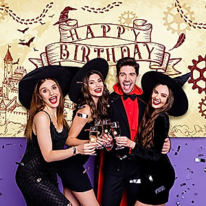 Wizard Birthday Party Supplies Wizard Backdrop Banners, 6 x 3.6 ft Happy Birthday Party Supplies Wizard Birthday Party Backdrop for Boys Girls Birthday Decoration, Indoors and Outdoors