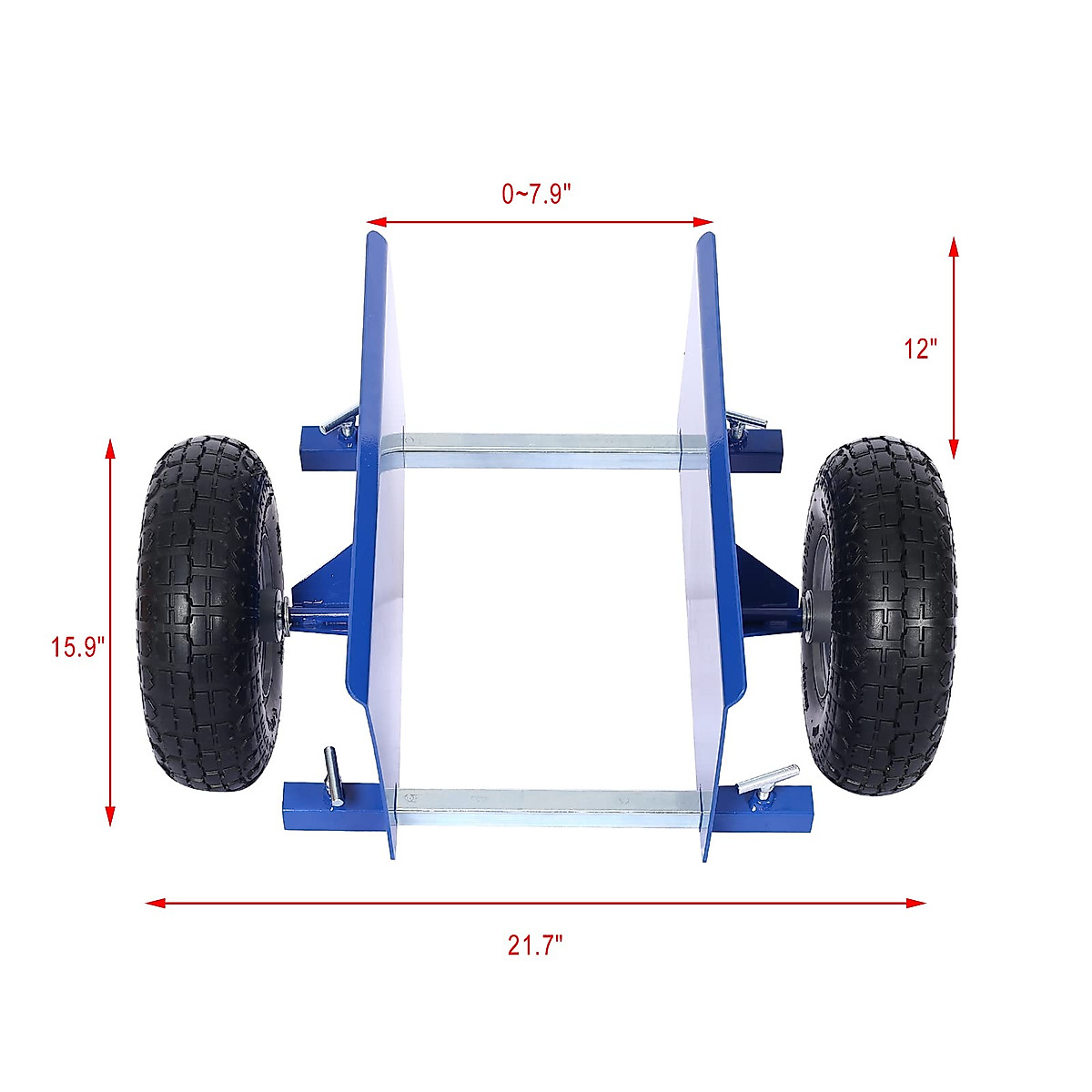 Heavy Duty Panel Dolly, Adjustable Door Dollys with Wheels, 2 10" Pneumatic Wheels 600LBS Load Bearing for Drywall Sheet Heavy Appliance & Material Handling All Terrain Moving Cart Panel Dolly - Blue