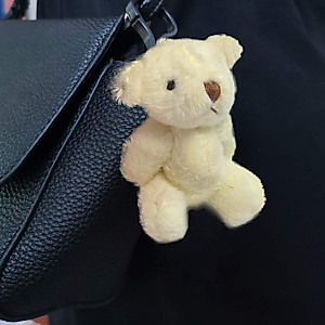 KUDES 12Pcs 6CM Mini Joint Teddy Bear Stuffed Animal Plush Toys Wedding Gift Box Doll Toy for Birthday Cake Wedding Decorations Party Favors Supplies Bag Charm DIY Accessory