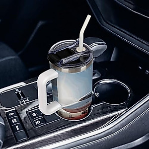 LLUTSNTH 40 Oz Vacuum Tumbler with White Handle Leakproof Insulated Tumbler Red Carpet Airplane Stainless Steel Travel Mug with Lid And Straw Coffee Cup Cute Water Bottles Cup Holder Friendly