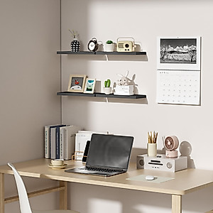 VOGGV Black Floating Shelves for Wall, Wall Mounted Shelves with Invisible Brackets, Wall Shelves for Bathroom, Bedroom, Office, Living Room, Kitchen, Shelves for Wall Decor Storage, Set of 4