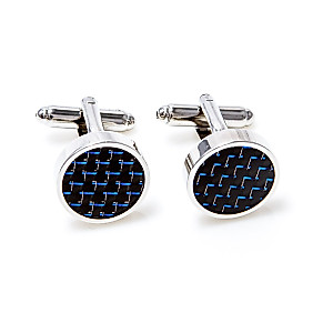 MRCUFF Carbon Fiber Blue Pattern Tuxedo Cufflinks and Studs Set in a Presentation Gift Box & Polishing Cloth