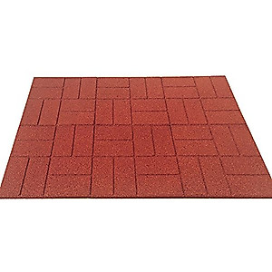 RevTime Dual-Side Garden Rubber Paver 16"x16" for Patio Paver, Step Stone and Walk Way, Safety Rubber Tile Red (6 PCS per Pack)