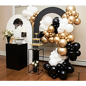 130pcs Black and Gold Balloon Garland Arch Kit, Black White Metallic Gold for 2024 Graduation Birthday Anniversary Wedding Mother's Day Father's Day Engagements Baby Shower Party Decorations