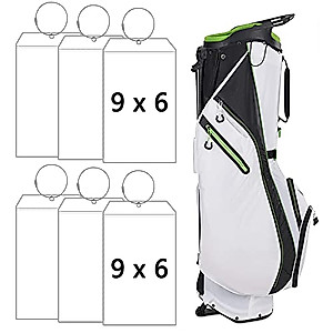 6 Pack Golf Luggage Tag 9" x 6" - Extra Large Travel Luggage Bag Tag Plastic Clear Luggage Tag Pouch for Shipping Golf Bag, Suitcases, Cruis