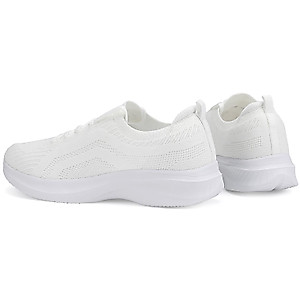 Santiro White Sneakers for Women Walking Shoes Lightweight Fashion Womens Tennis Shoes for Gym Non Slip Work Casual Shoe 8.5 US