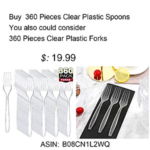 Liacere 360 Pieces Clear Plastic Spoons - Heavyweight Disposable Spoons-6.7inch Heavy Duty clear Cutlery - Plastic Utensils - Perfect for Parties and Restaurants