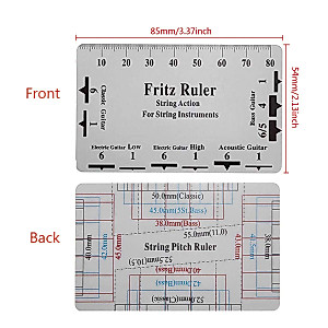 Guitar Neck Notched Straight Edge Luthiers Tool with String Action Ruler Gauge for Gibson 24.75" and Fender 25.5" Electric Guitars