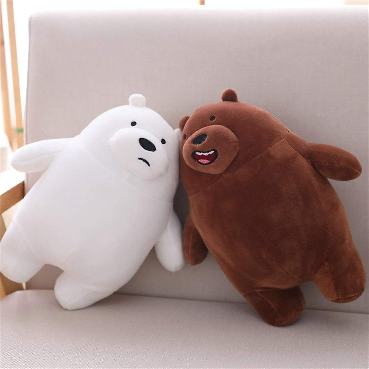 MIQUANGGO Plush Toys for Baby 27cm Kawaii We Bare Bears Plush Toy Cartoon Bear Stuffed Grizzly Gray White Bear Panda Doll Love Birthday Gift (Black)