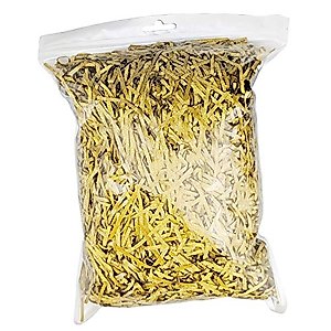 Glitter Raffia Paper Shreds & Strands Shredded Crinkle Confetti for DIY Gift Wrapping & Basket Filling (Golden)